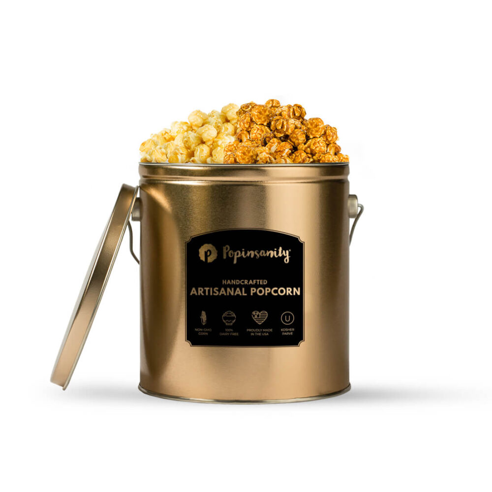 Gourmet Popcorn Tin • 2 Summer Flavors • 1-Gallon • Popinsanity